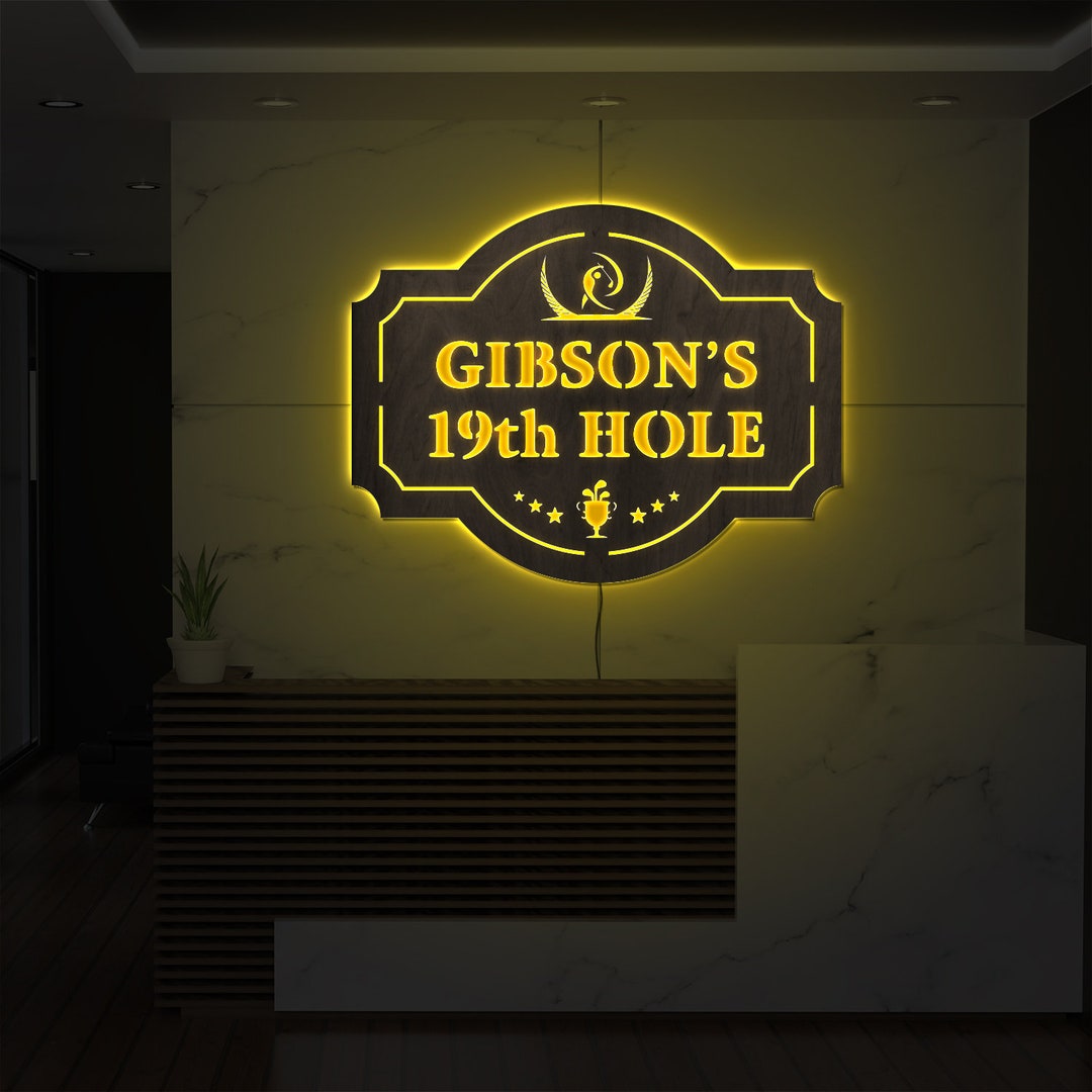 19th Hole Sign, Custom Golf Sign, Wood Golf Sign, Golf Club Sign With ...