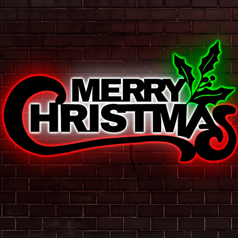 Merry Christmas Outdoor Lighted Sign - Etsy