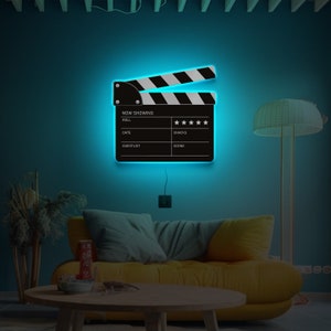 Clapperboard Led Sign, Movie Clapper Board, Home Cinema Neon Sign ...