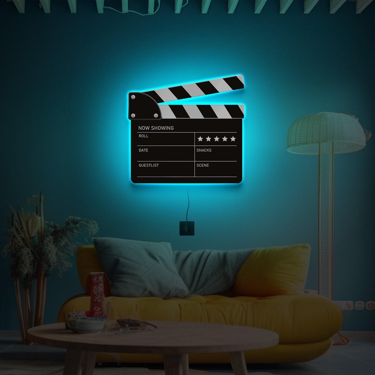 Clapperboard Led Sign, Movie Clapper Board, Home Cinema Neon Sign ...