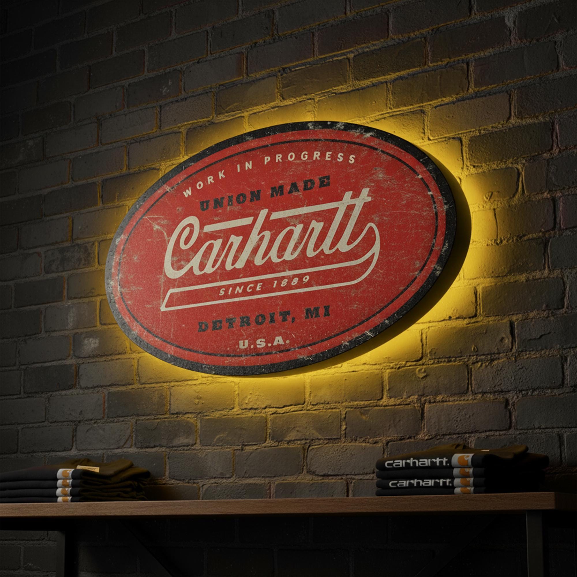 Vintage Workwear Sign, Carhartt Sign Decor, Detroit Style Wall Sign ...