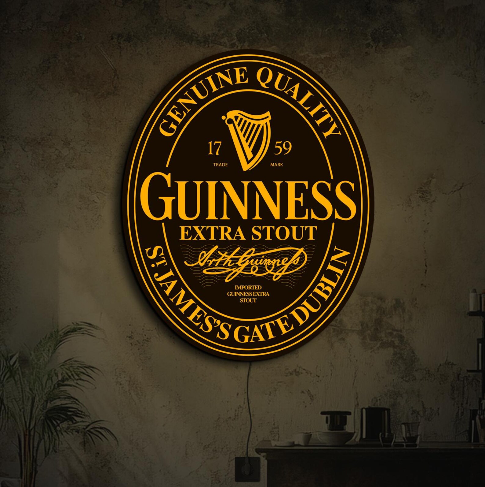 Guinness Neon Sign, LED Guinness Beer Light, Bar Light up Sign ...