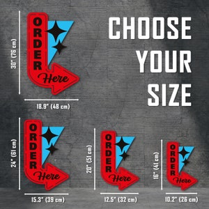 Order Here Neon Sign, Order Here Arrow Light up Sign, Order Here ...