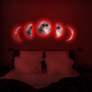 Moon Phase Wall Art, Moon Phase Lights, Moon Phase Wall Decor, Moon ...