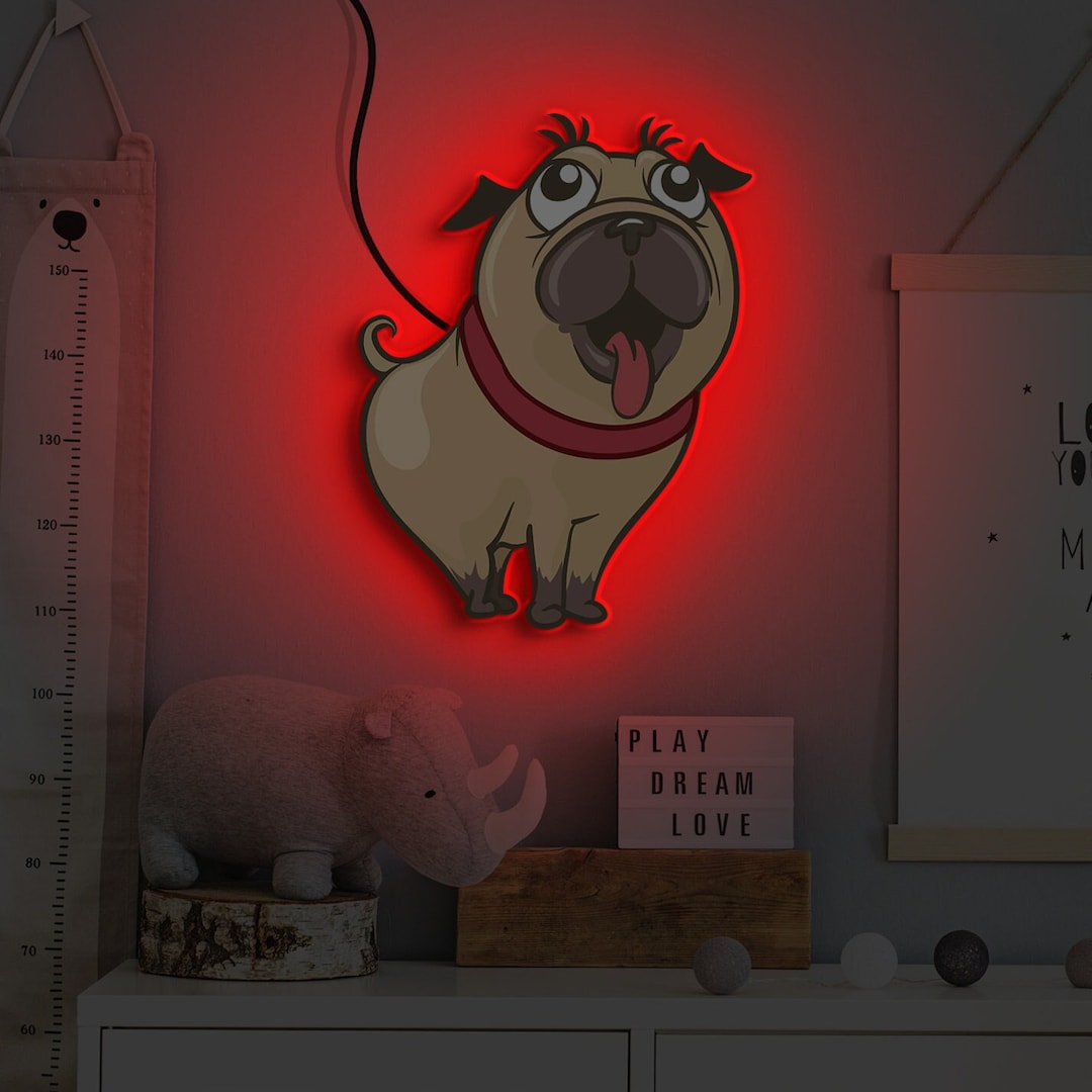 Pug Neon Sign, Dog Neon Sign, Dog Led Sign, Pug Light, Puppy Neon Sign ...