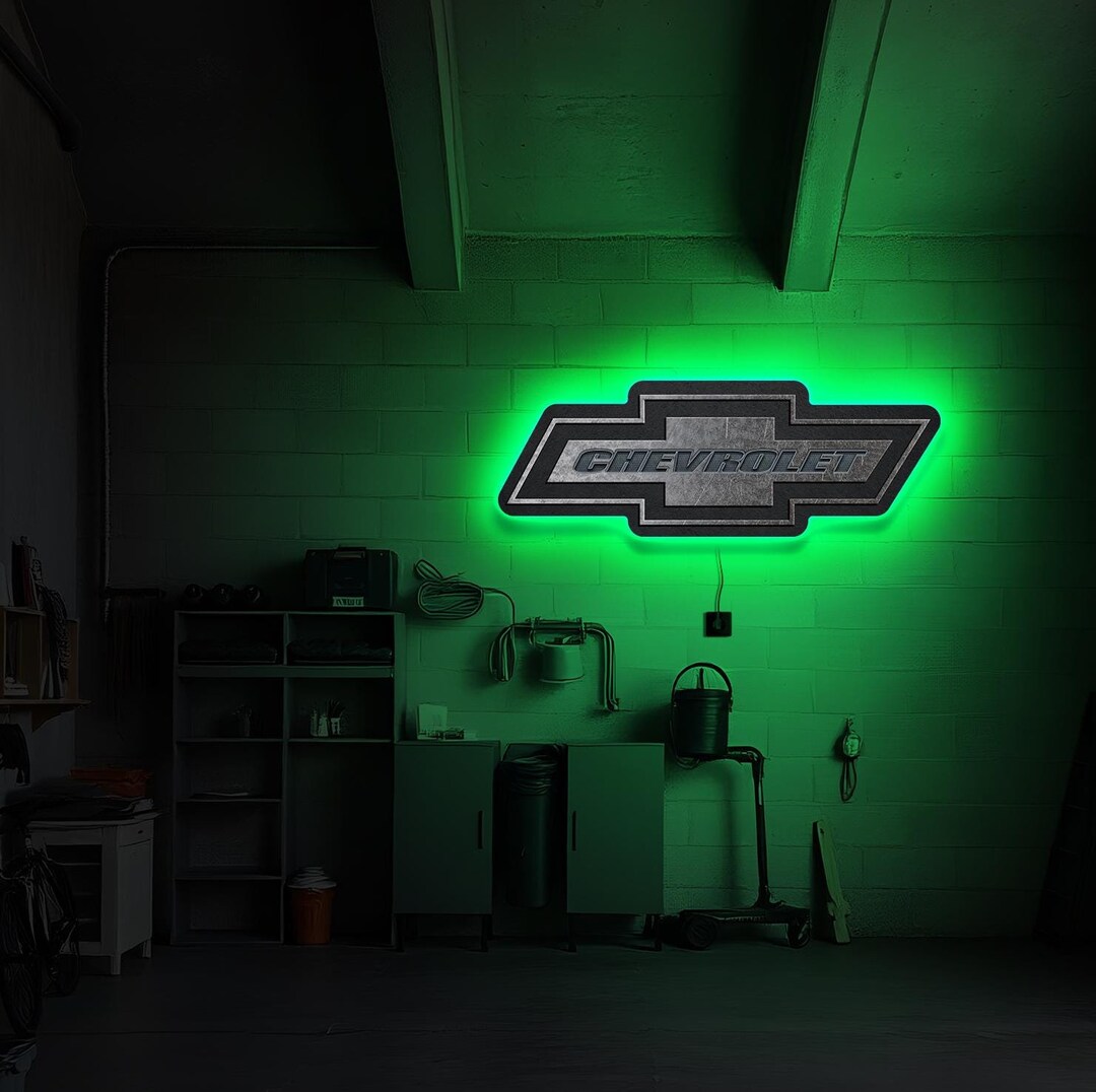 Chevrolet Neon Sign, Chevrolet Logo, Garage Neon Sign, Car Logo Sign ...