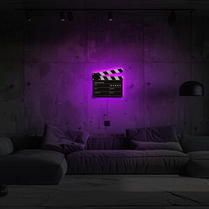 Clapperboard Led Sign, Movie Clapper Board, Home Cinema Neon Sign ...