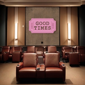 Custom Ticket Neon Sign, Cinema Ticket Led Sign, Movie Tickets Night ...