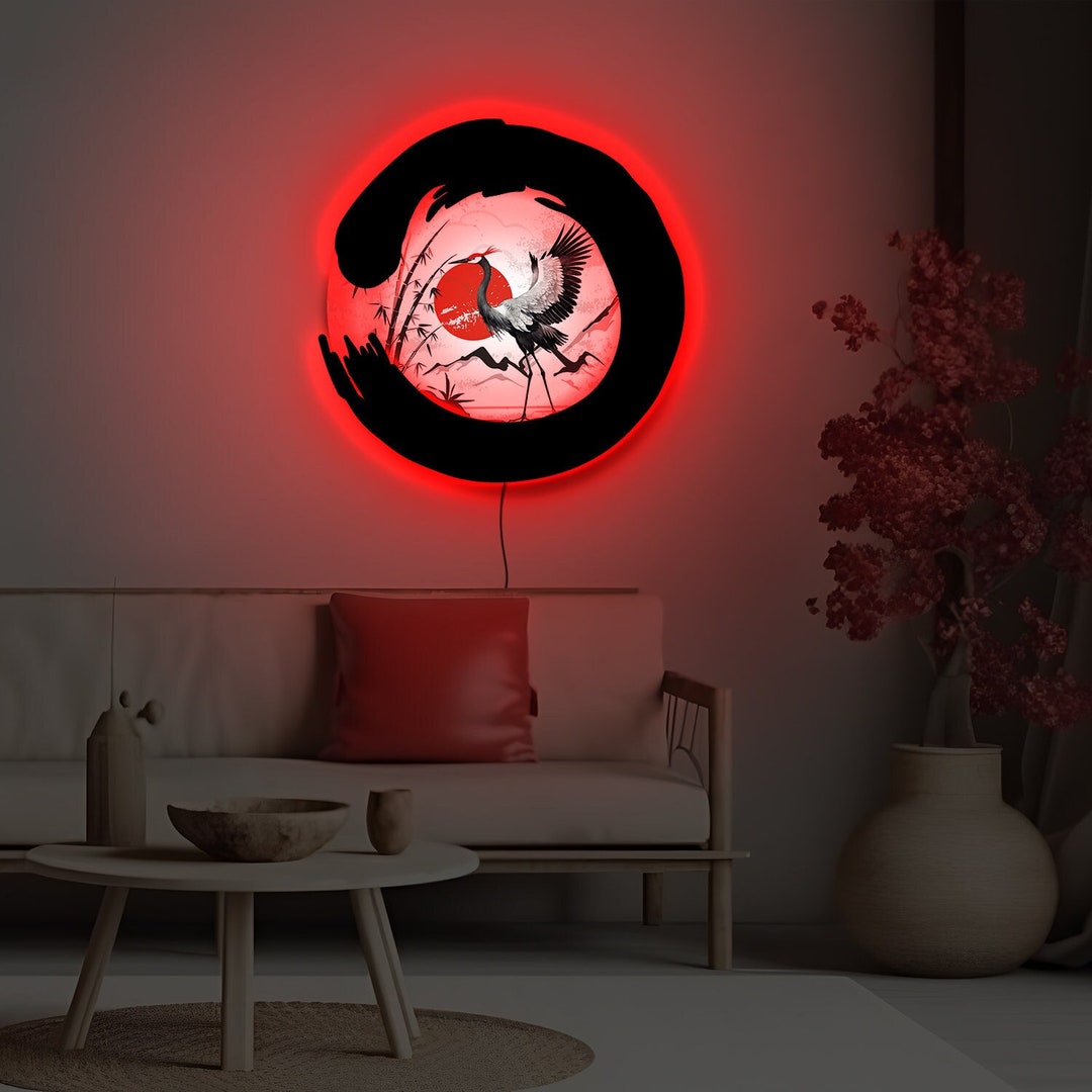Zen Circle Led Sign, Enso Circle Lighted Wall Art,japanese Wall Art Led ...