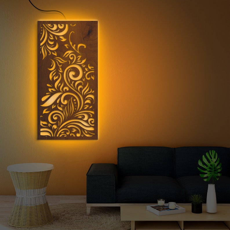 Modern Led Wall Panels, Abstract Lighted Wall Art, Wood Wall Art Set ...