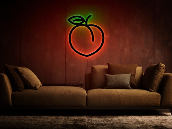 Peach Neon Sign Peach Led Sign Peach Neon Light Peach Wall | Etsy