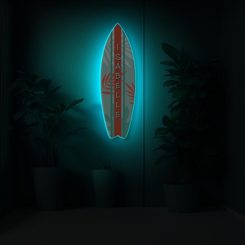 Surfboard Name Sign Light, Surfboard Lamp, Surfboard Wall Art Nursery ...