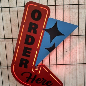 Order Here Neon Sign, Order Here Arrow Light up Sign, Order Here ...