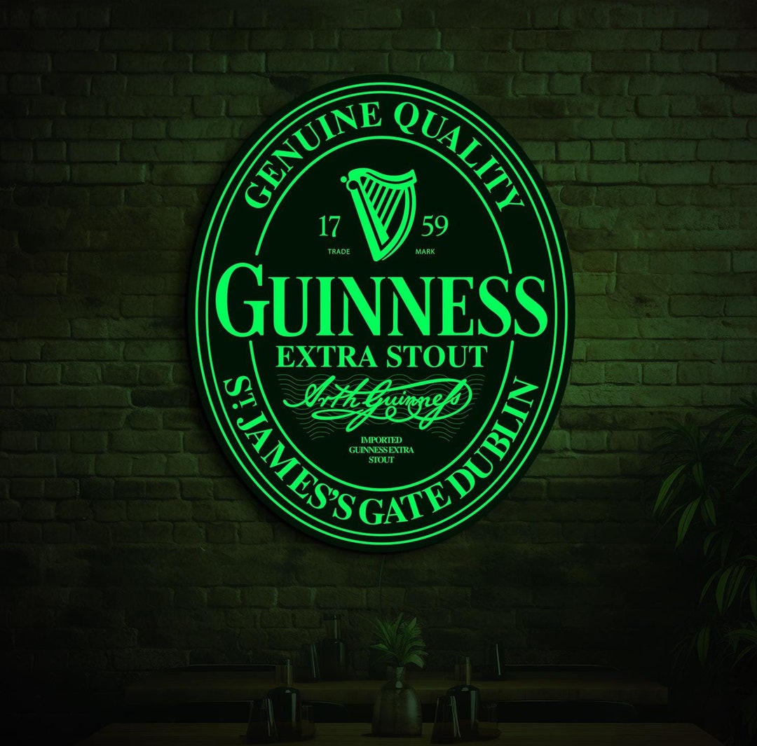 Guinness Neon Sign, LED Guinness Beer Light, Bar Light up Sign ...
