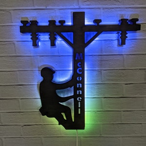 Lineman Led Sign, Lineman Light, Lineman Wall Decor, Lineman Wall Art ...