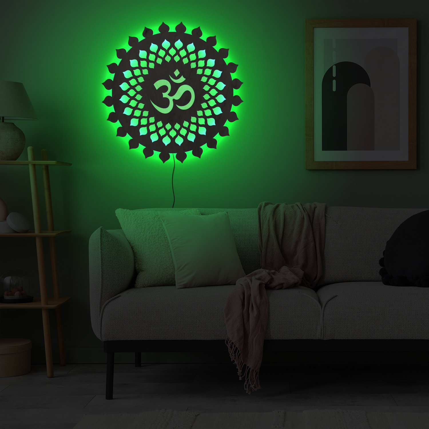 Om Led Light, Mandala Led Wall Art Decor, Mandala Light Sign, Om Symbol ...