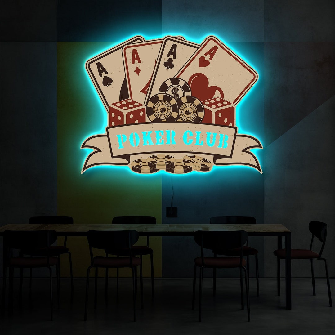 Playing Cards Led Sign, Poker Club Neon Light,poker Cards Neon Sign ...