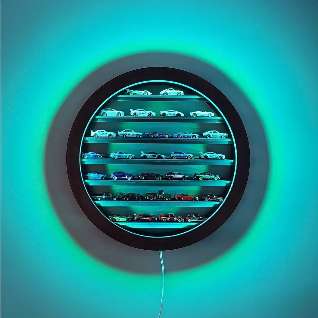 Wall Display Shelf With Led, Wood Display Shelf Neon, Figure Display ...