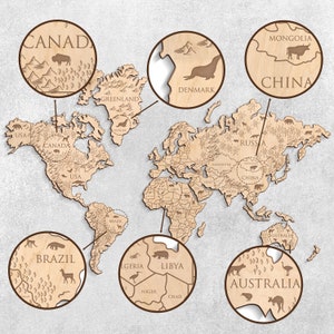 World Map Led, World Map Wood Wall Art, Led Cork World Map, World Map ...