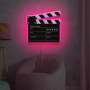 Clapperboard Led Sign, Movie Clapper Board, Home Cinema Neon Sign ...