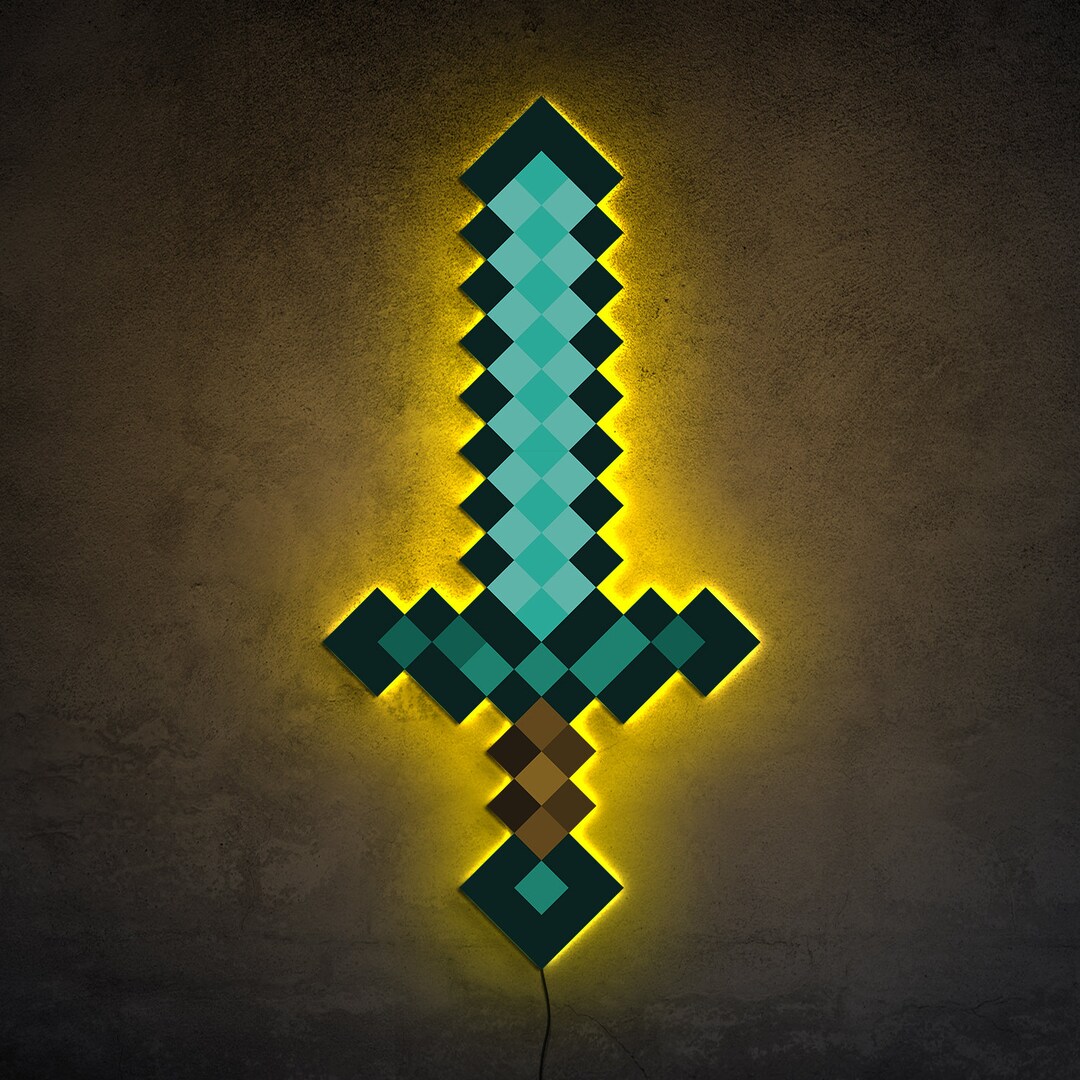 Diamond Sword Neon Sign, Sword Led Sign, Game Room Neon Sign, Sword ...