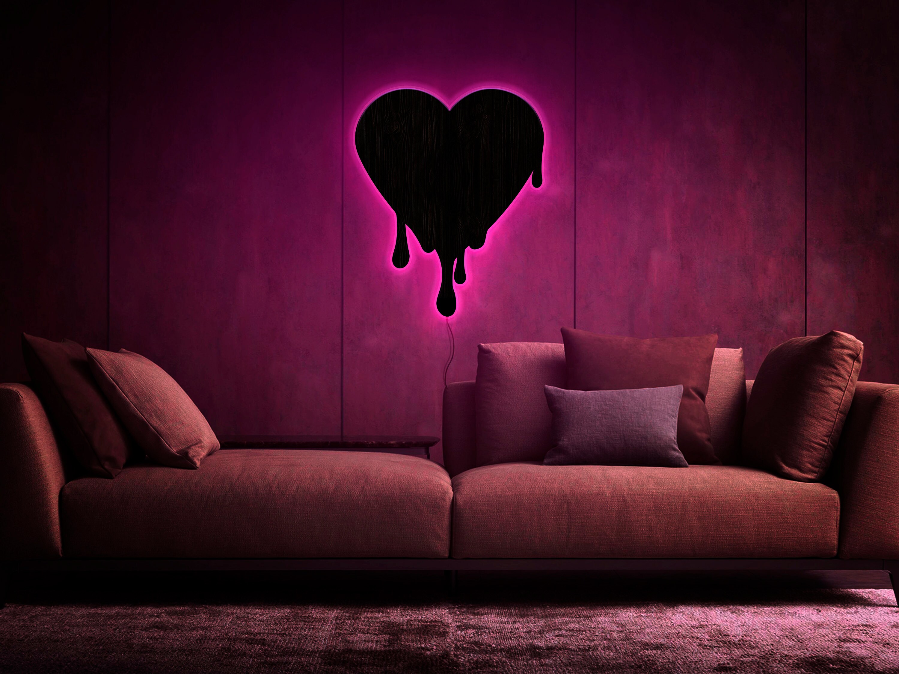 Heart Led Sign Heart Wall Light Heart Led Light Heart Neon - Etsy