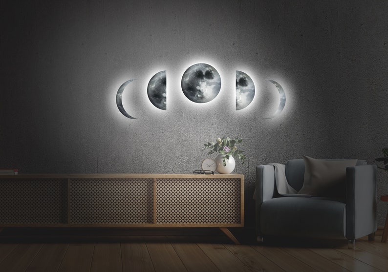 Moon Phase Wall Art Moon Phase Lights Moon Phase Wall Decor - Etsy