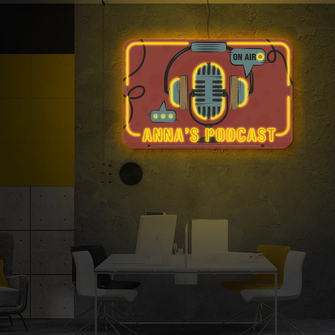 Podcast Neon Sign, Custom Podcast Studio Light up Sign, on Air Led Sign ...