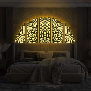 Mandala Led Wall Art, King Bed Headboard Light, Queen Bed Headboard ...