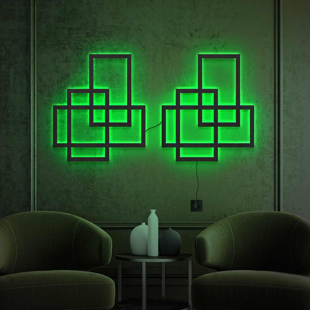 Geometric Wall Art Light, Abstract Led Wall Art, Rectangle Led Wall ...