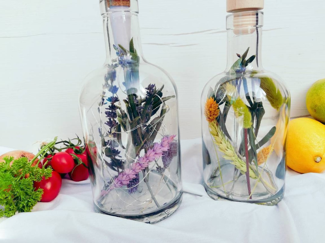 Flower Bottle "mediteran" 500ml/700ml - Optional With Lighting Usb ...