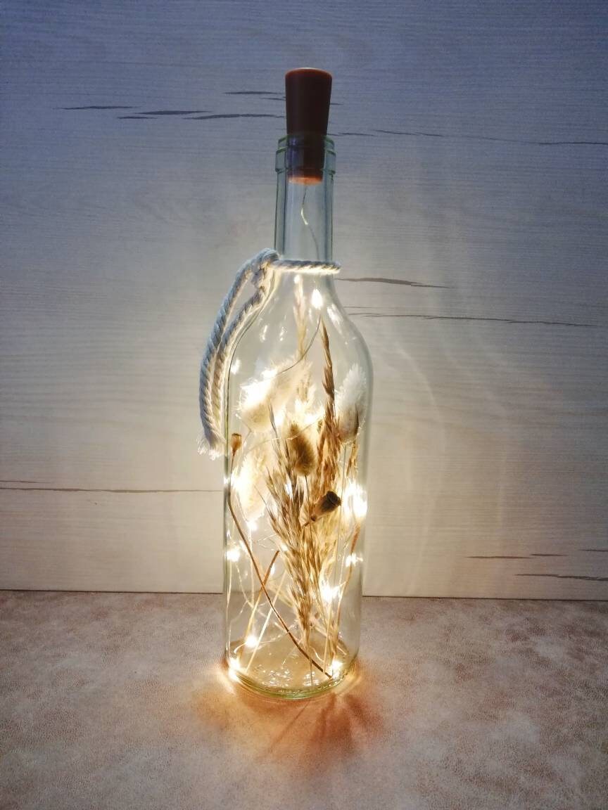 𝔽𝕝𝕠𝕨𝕖𝕣 𝔹𝕠𝕥𝕥𝕝𝕖 "boho" •optional With USB Bottle Light|dried Flowers in ...