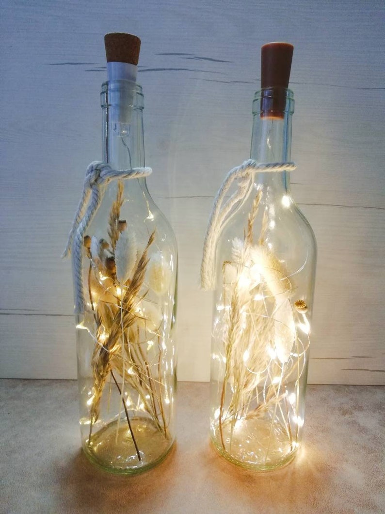 𝔽𝕝𝕠𝕨𝕖𝕣 𝔹𝕠𝕥𝕥𝕝𝕖 "boho" •optional With USB Bottle Light|dried Flowers in ...