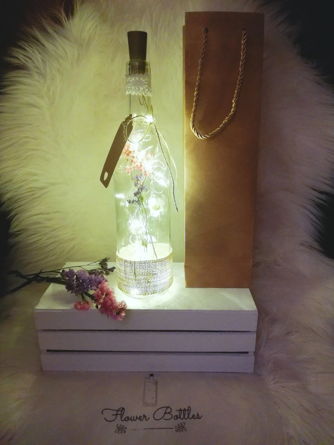 𝔽𝕝𝕠𝕨𝕖𝕣 𝔹𝕠𝕥𝕥𝕝𝕖 "maxi" - Including Fairy Lights|dried Flowers in a Glass ...
