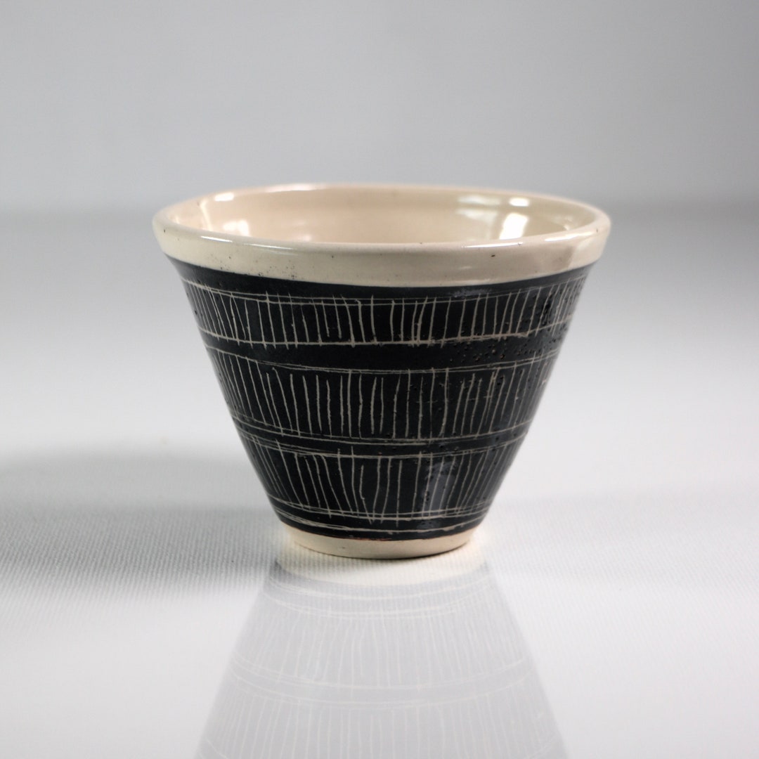 Small White Stoneware Bowl, Small Sgraffito Bowl, White Stoneware ...