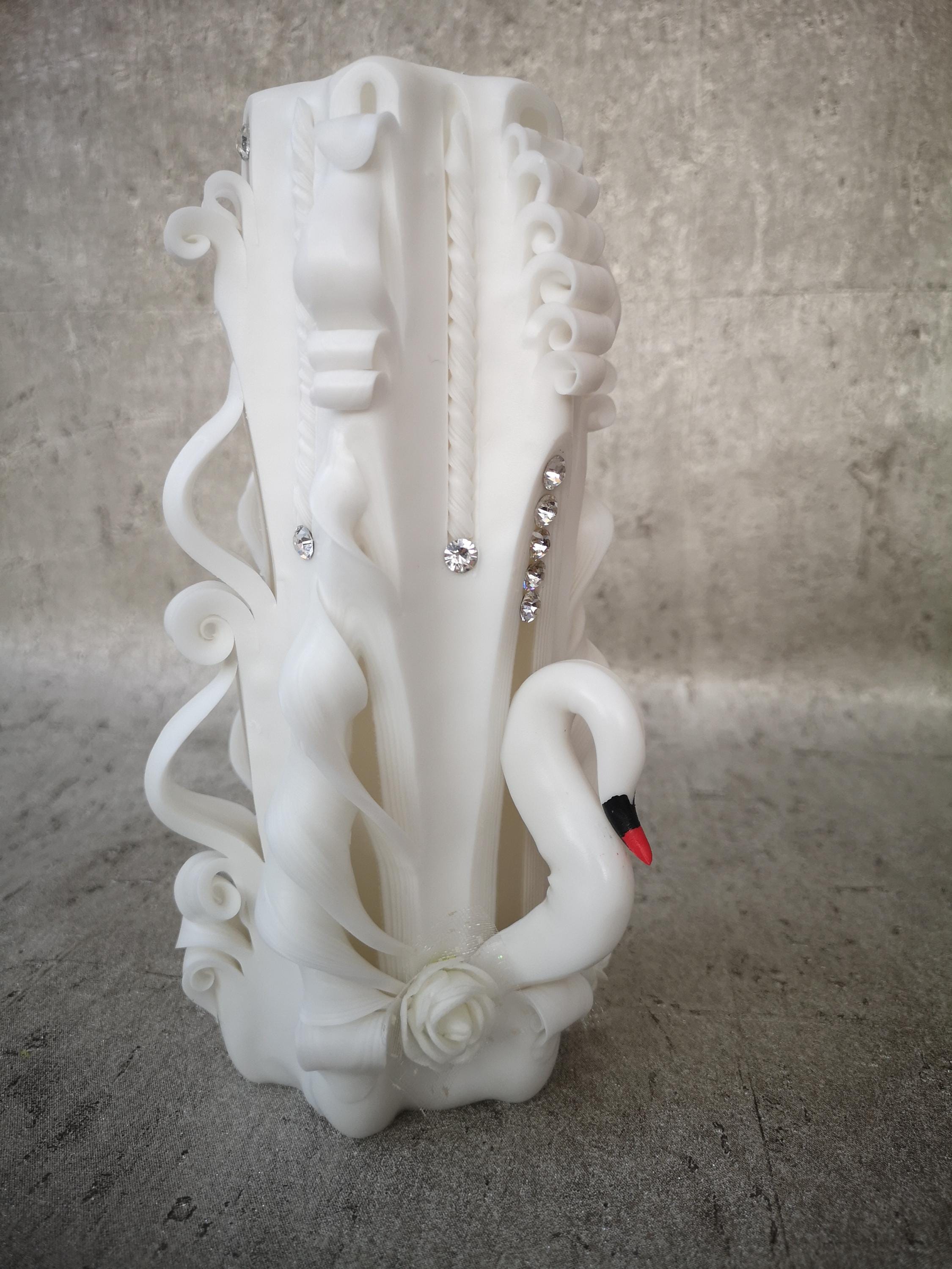 Large White Swan,colourful and Unique Hand Made Carved Candle,unscented ...
