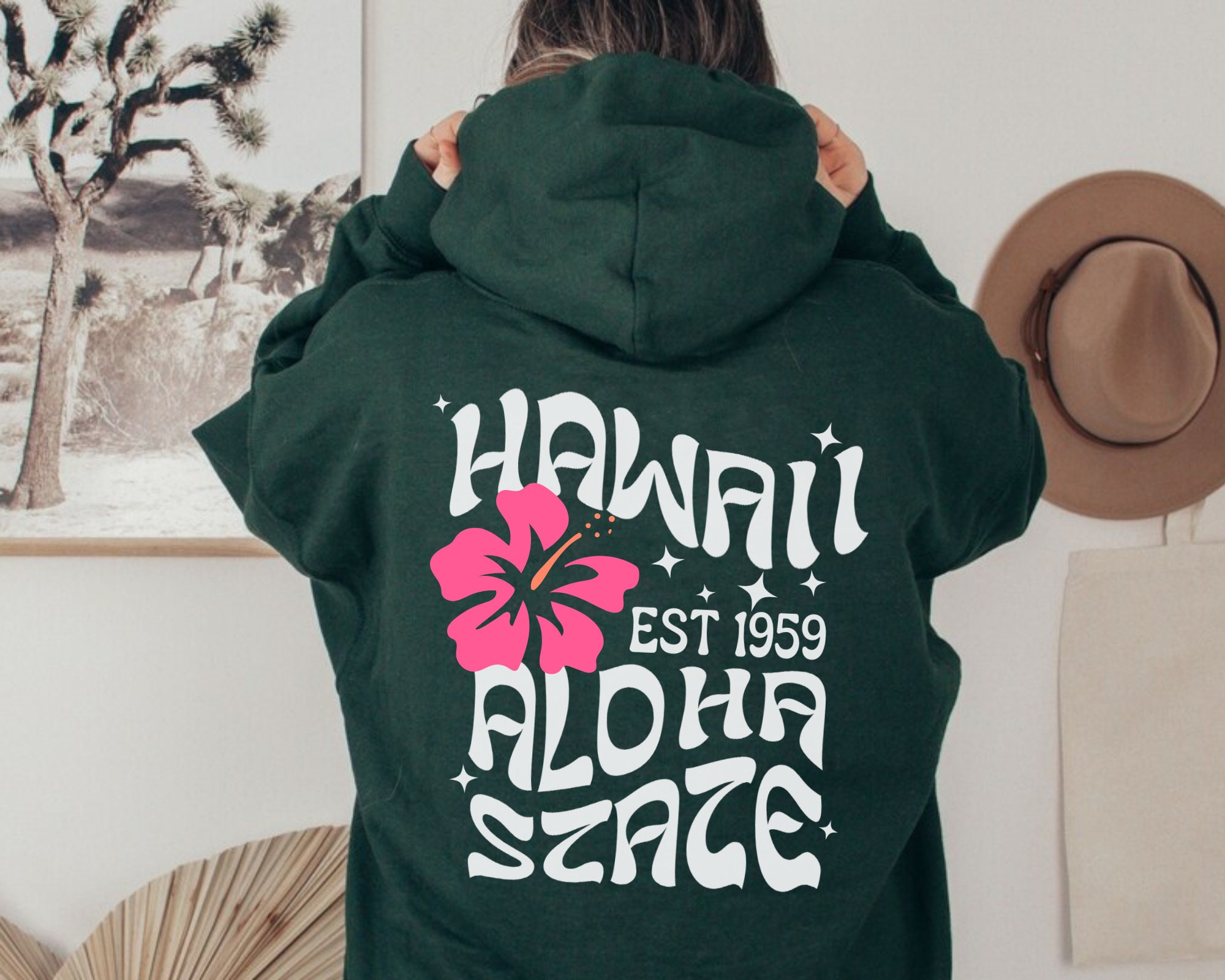 Hibiscus Flower Hoodie, Hawaii Hoodie, Aloha State, Beach Hoodie, Comfy ...