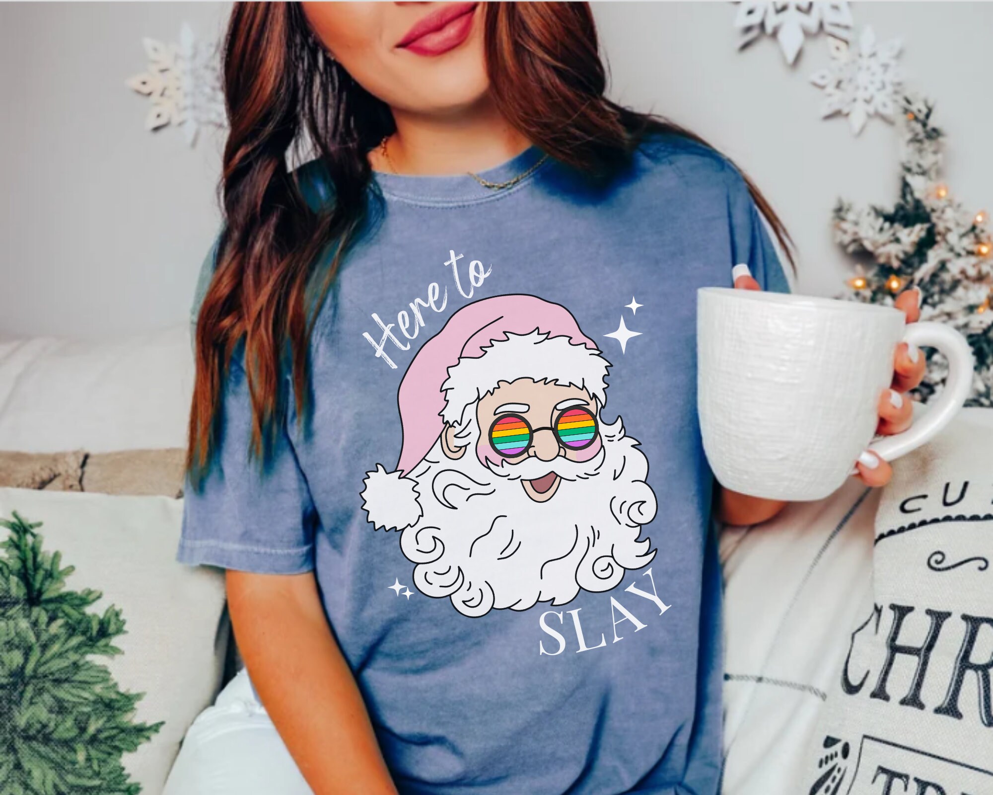 Gay Santa Shirt, Here to Slay Christmas Shirt, Gay Christmas Tshirt ...