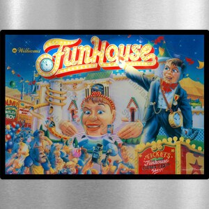 Funhouse Pinball Arcade Game Back Glass With No DMD Part Image on a 5x7 ...