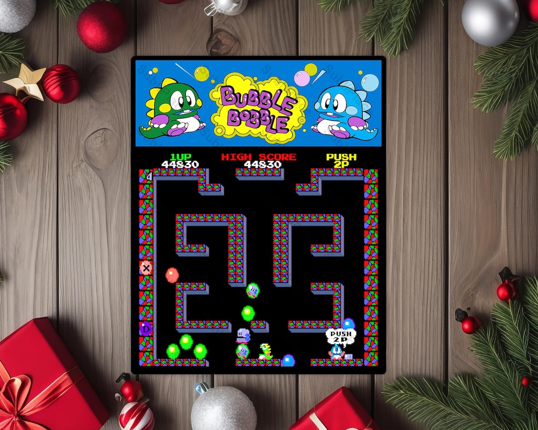 Bubble Bobble Arcade Game Marquee & Screenshot Image on a 8"x10" Metal ...
