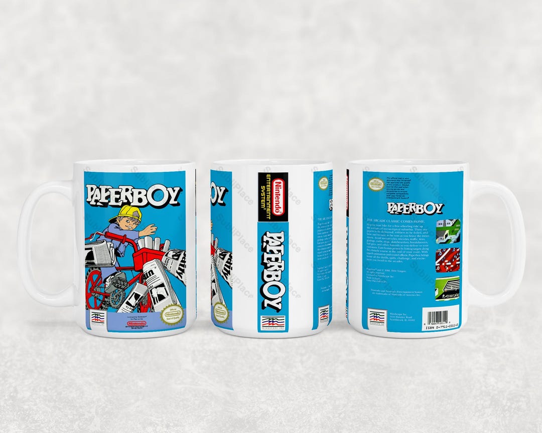 Paperboy NES Video Game 15 Oz Coffee Mug - Has Box Cover on Each Side ...