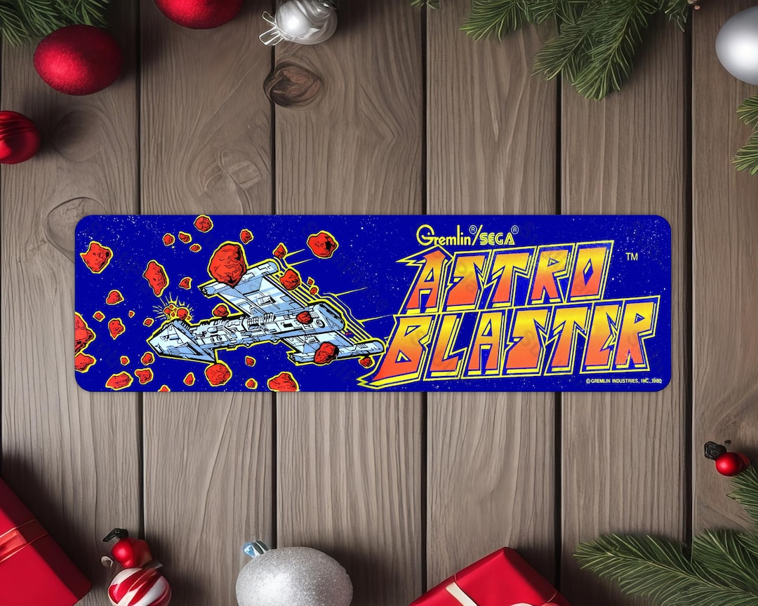 Astro Blaster Arcade Game Marquee Image on a 4"x13.5" Metal Plate ...