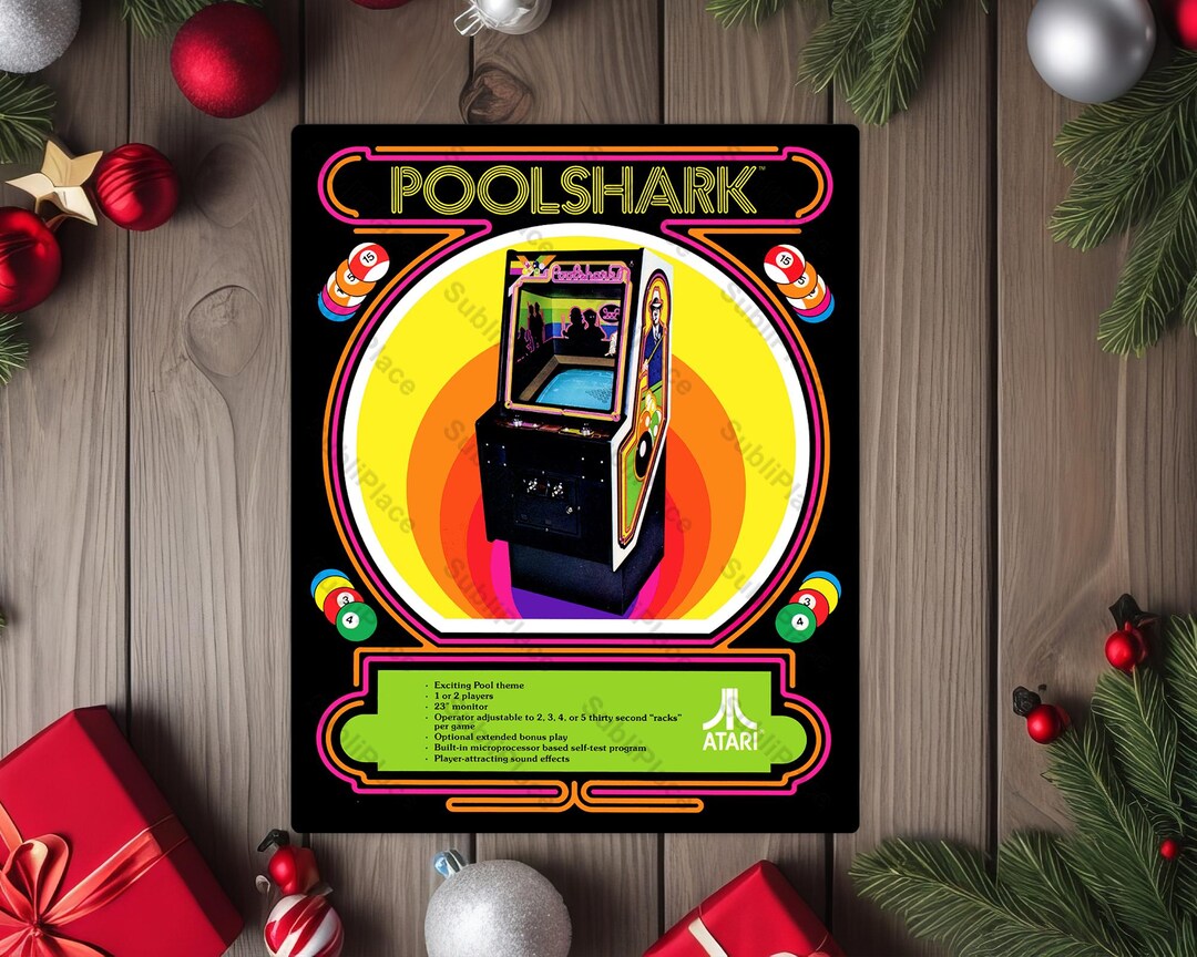 Pool Shark Arcade Game Flyer Promo Art Image on a 8x10 Metal Plate High ...