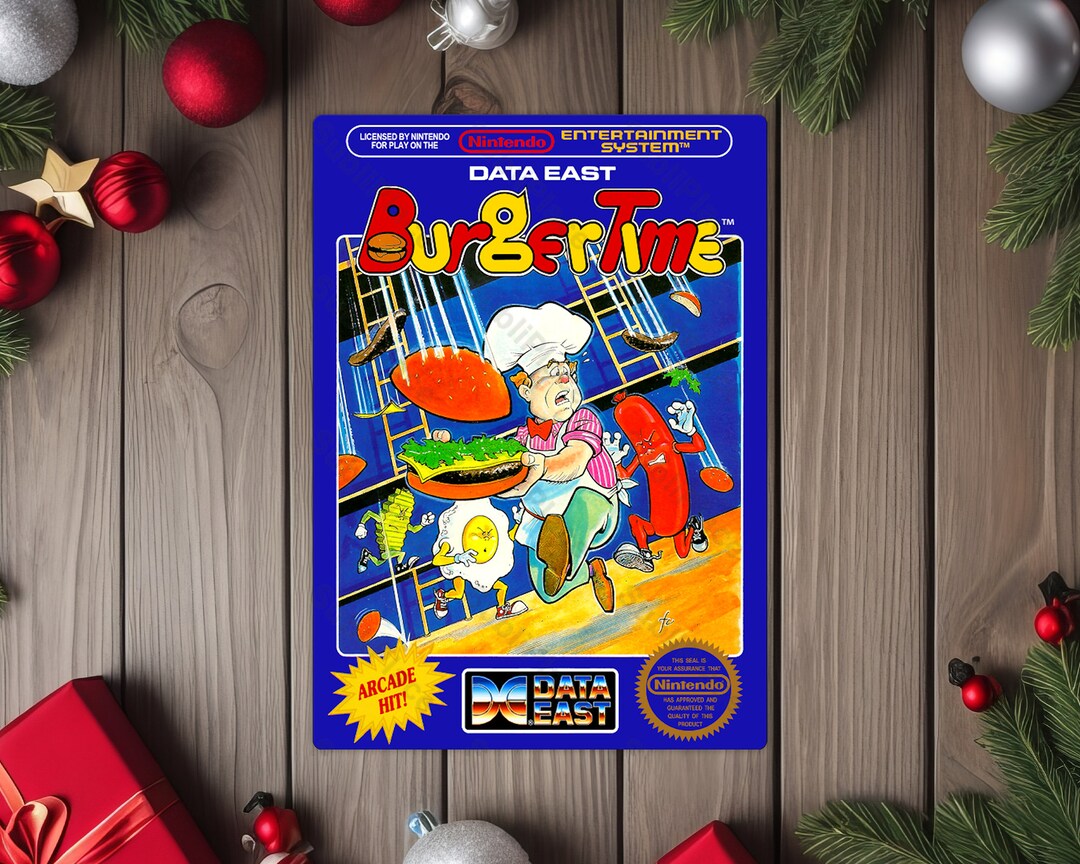 NES Burgertime Box Cover Video Game Image on a 5"x7" Metal Plate - High ...