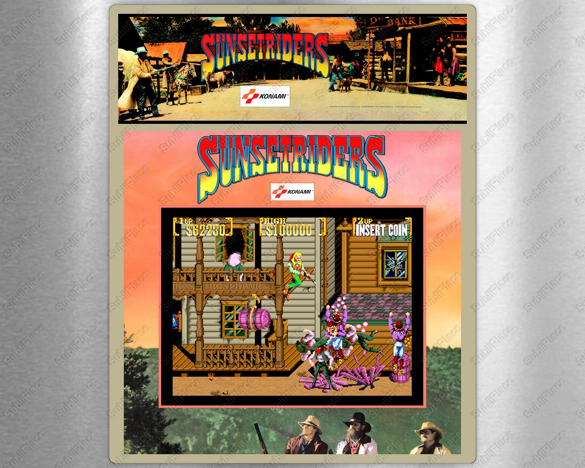 Sunset Riders Arcade Game Marquee Bezel & Screenshot - Etsy