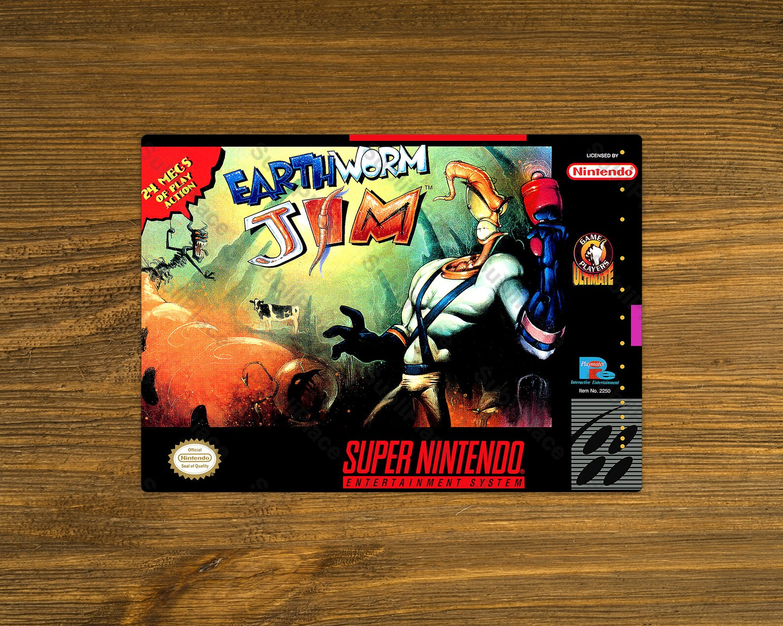 Super Nintendo Earthworm Jim Box Cover Video Game Image on a 5"x7 ...