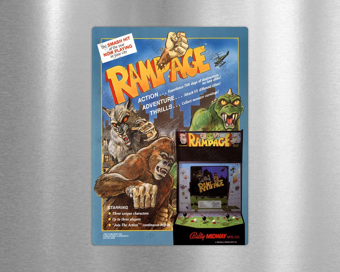 Rampage Arcade Game Flyer Promo Art on a 5x7 Metal - Etsy