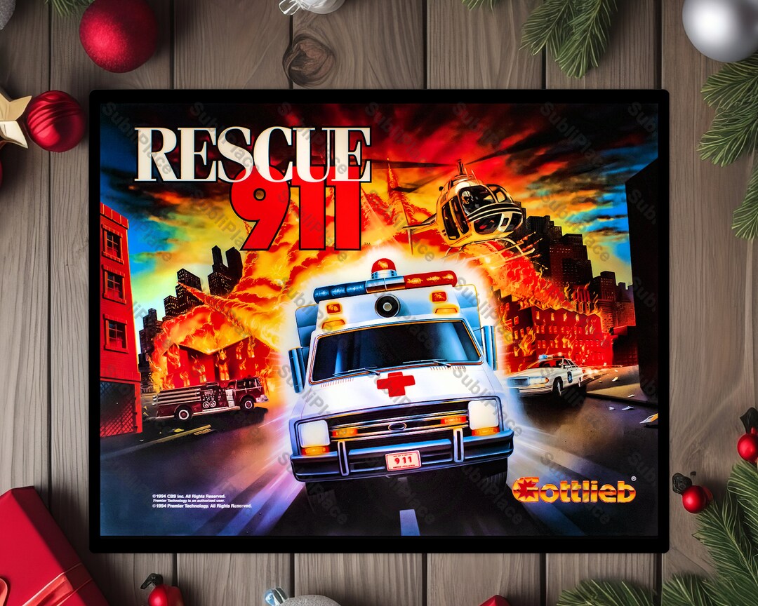 Rescue 911 Gottilieb 1994 Pinball Arcade Game Back Glass With No DMD ...