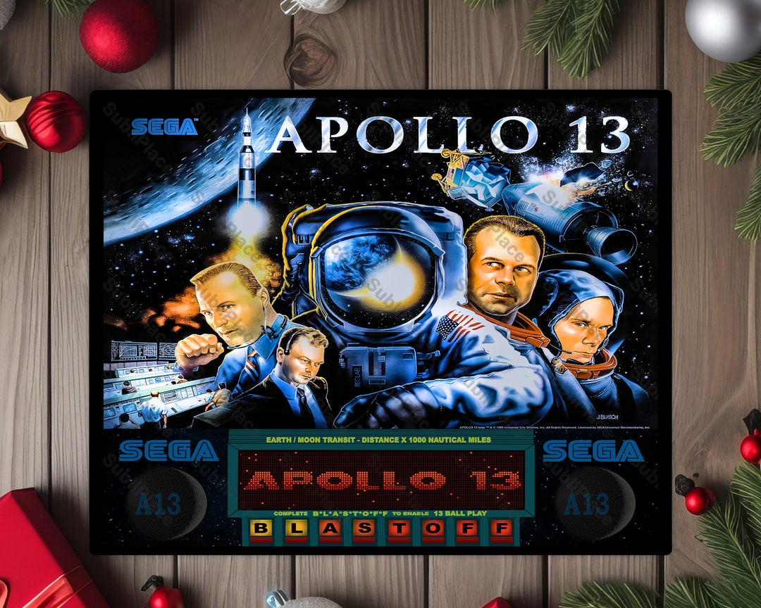 Apollo 13 Sega 1995 Pinball Arcade Game Backglass Image on a 8x10 Metal ...