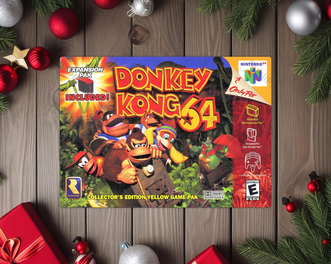 N64 Donkey Kong 64 - Box Cover Video Game Image on a 5"x7" Metal Plate ...